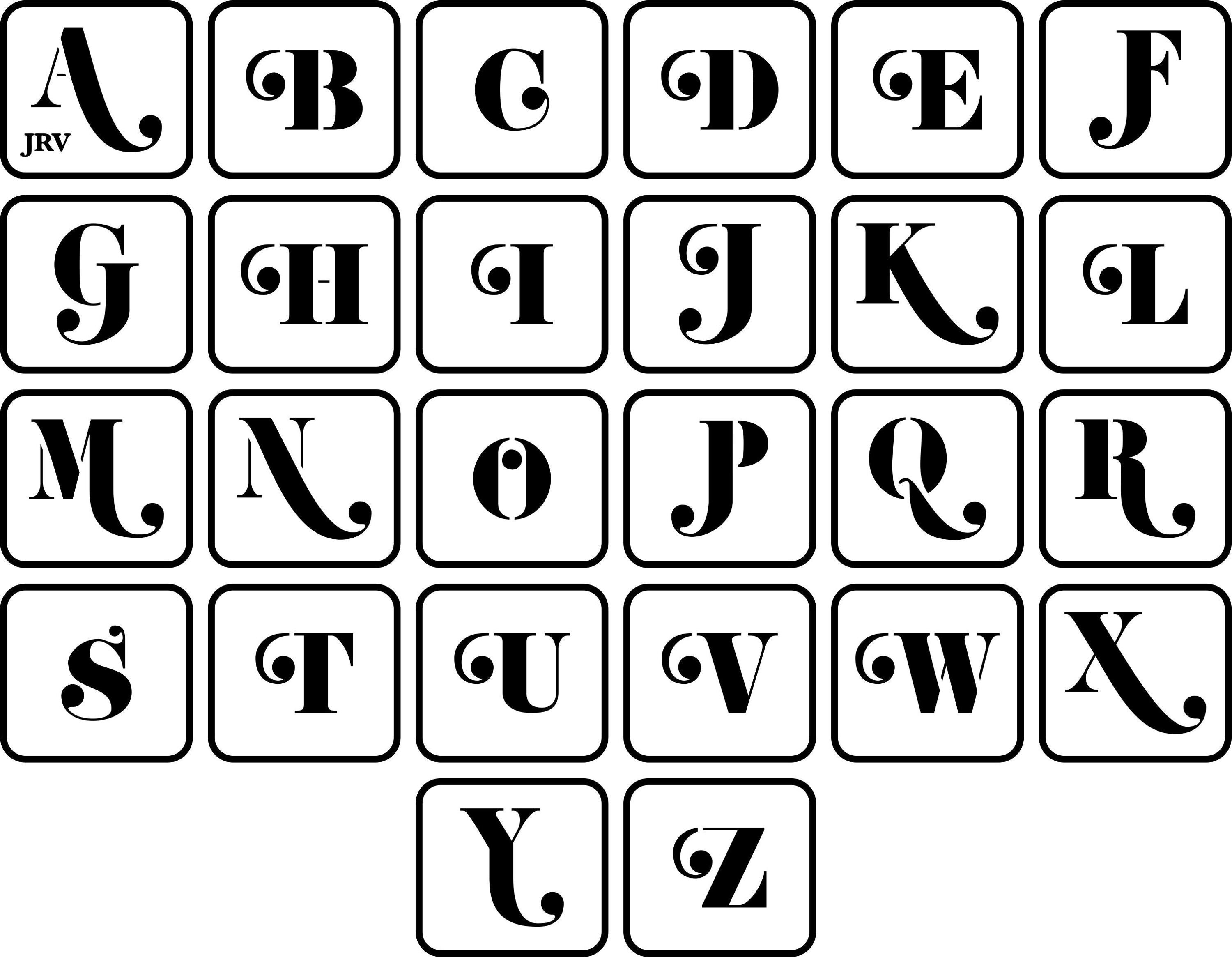 Curly Uppercase Letters | JRV Stencils - Etsy