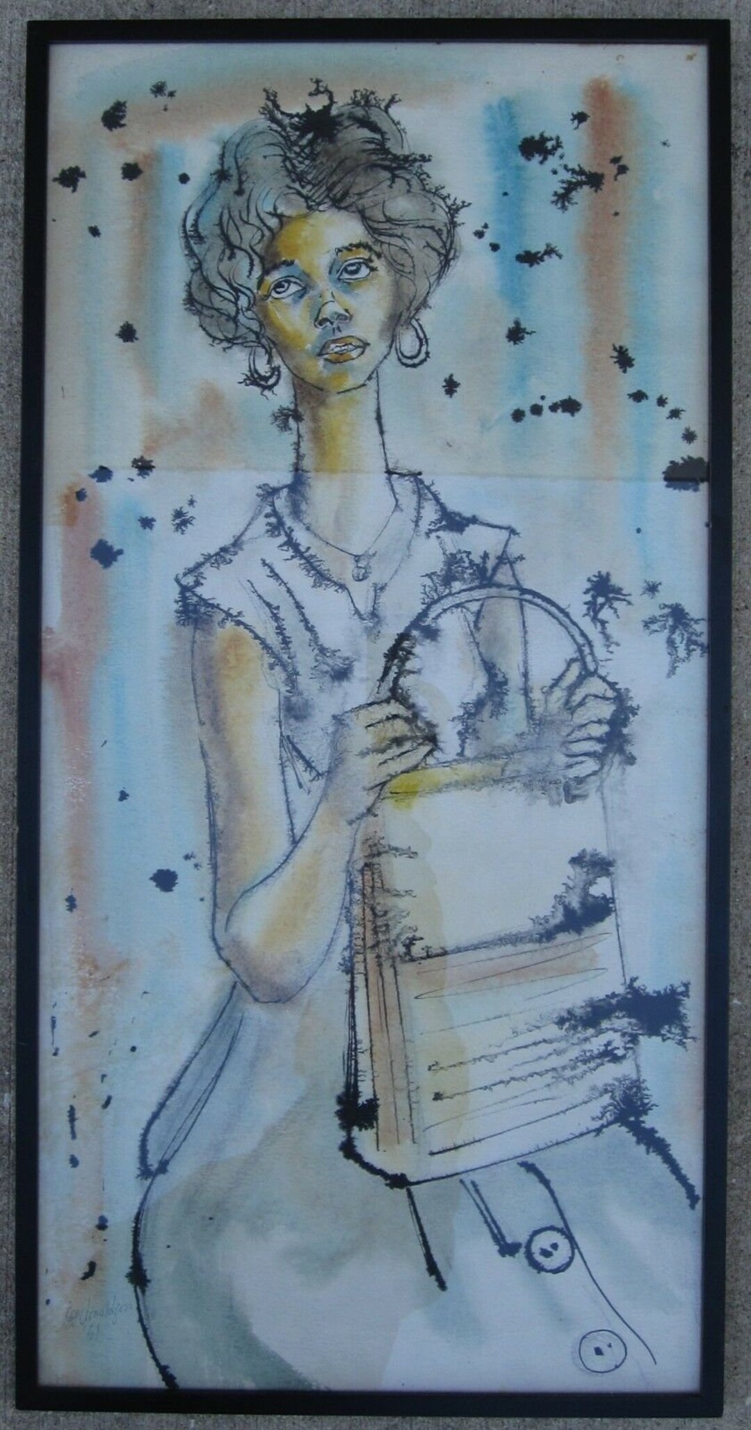 VINTAGE AFRICAN AMERICAN Watercolor Painting Jeff Donaldson 1961 Black ...