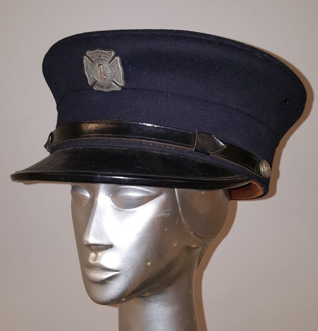 VINTAGE ANTIQUE 1930s FIREMAN Cap Badge Blue Island Il Goldblatt Bros ...
