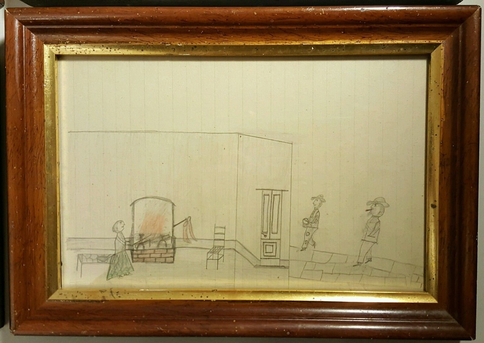 ANTIQUE 1885 AMERICAN OUTSIDER Folk Art Drawings Family Friends ...