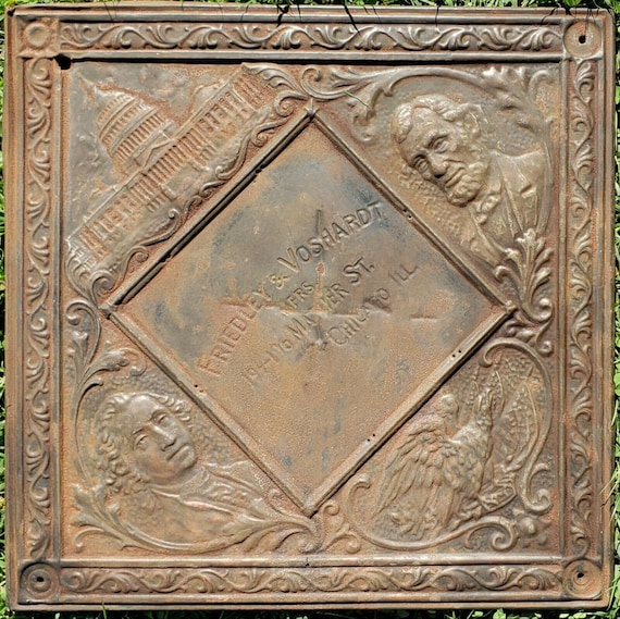 ANTIQUE CHICAGO ARCHITECTURAL ceiling tile hangar abe… - Gem