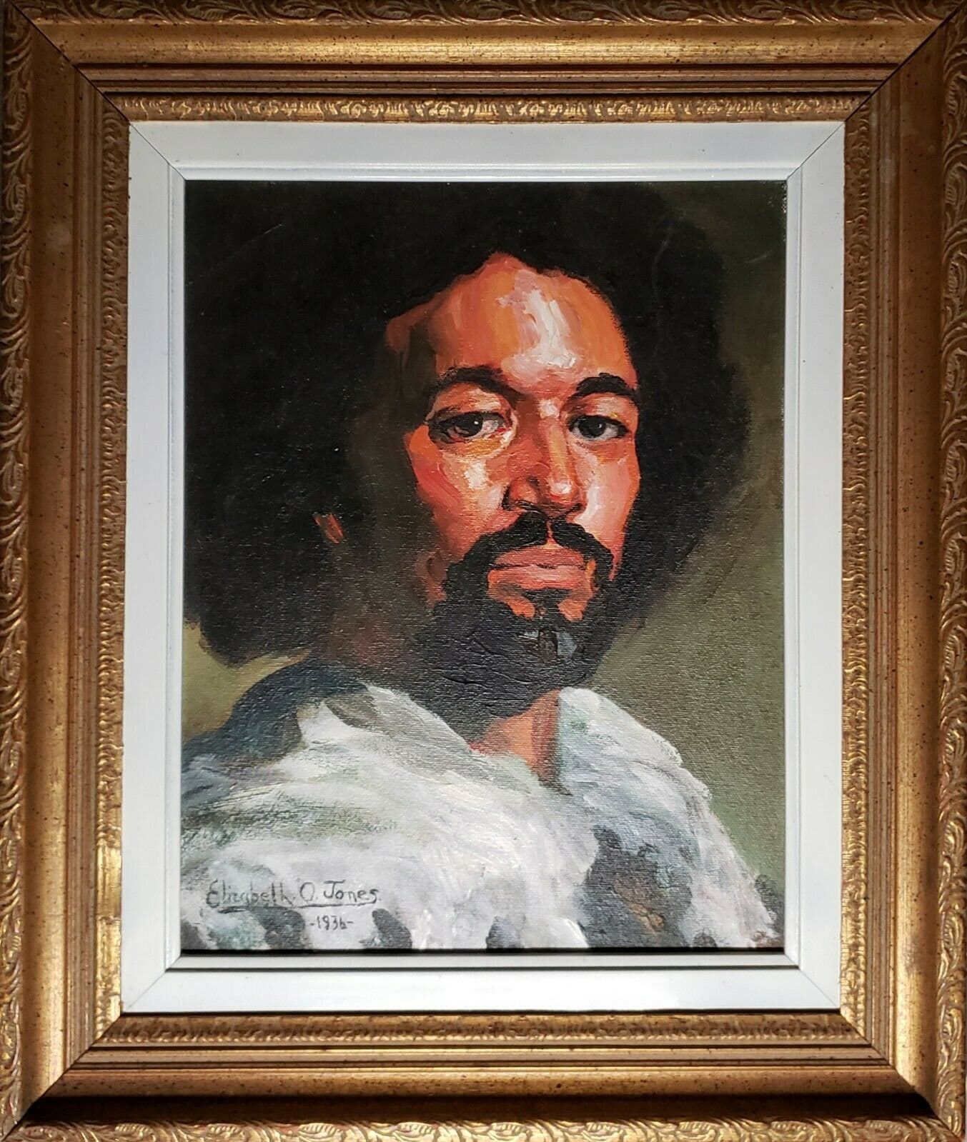 VINTAGE AFRICAN AMERICAN Oil Painting Gemale Artist Elizabeth Orton ...