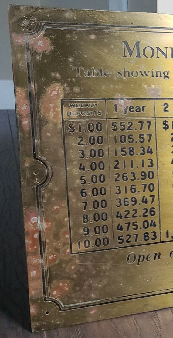 ANTIQUE BRASS BANK sign 1914 ww1 era wall street mill… - Gem