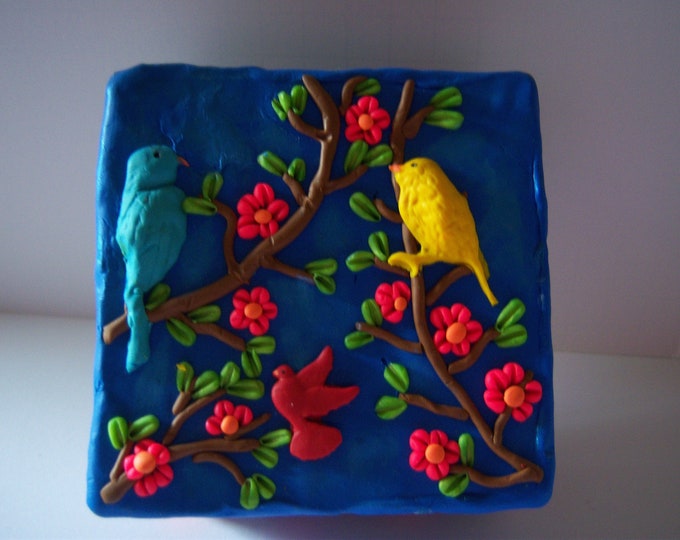 Large Song Bird Polymer Clay Covered Box - Etsy