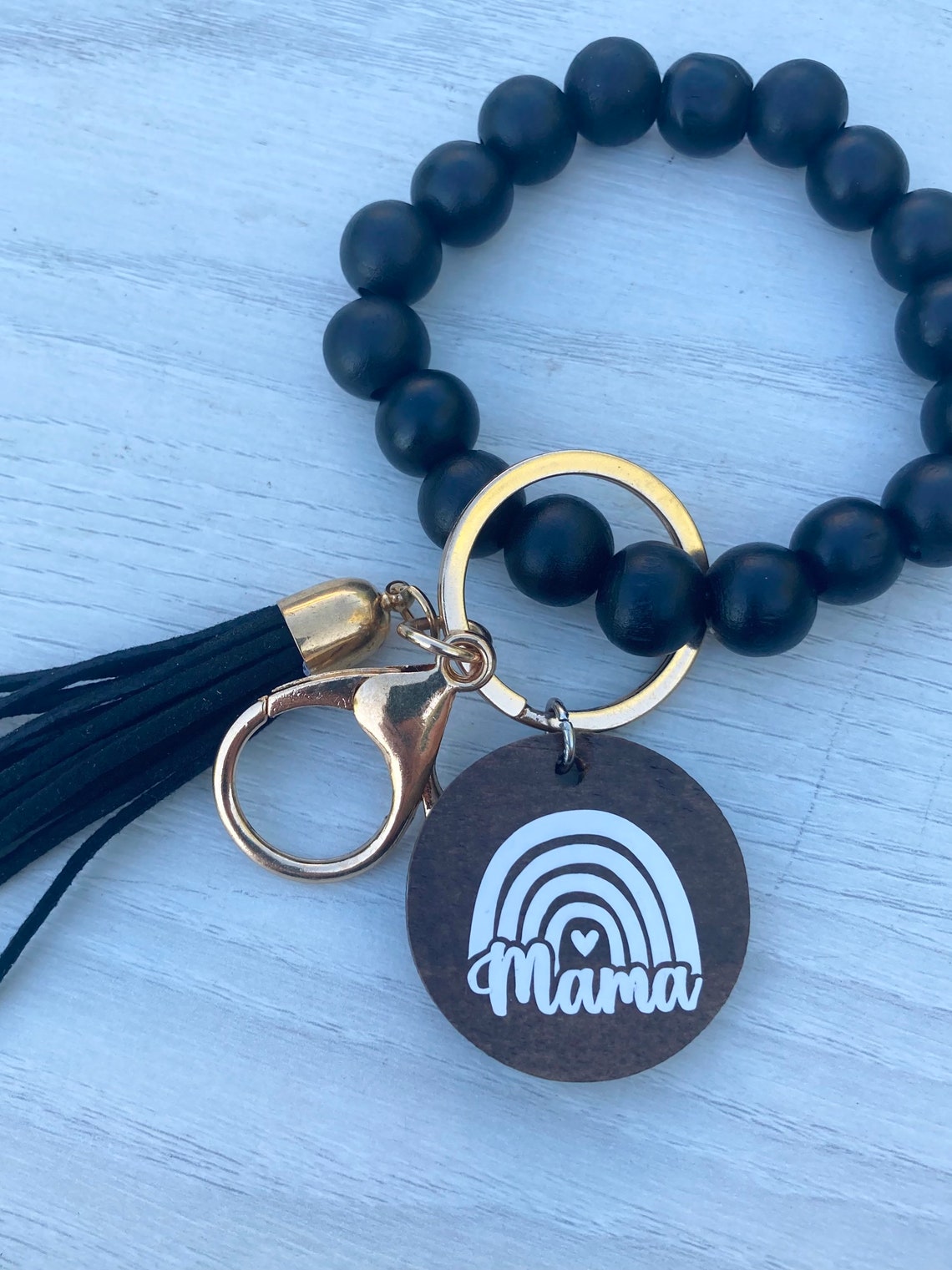 ASL Wooden Bead Wristlets Handmade Keychains Sign Language - Etsy