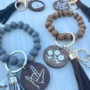 ASL Wooden Bead Wristlets Handmade Keychains Sign Language - Etsy