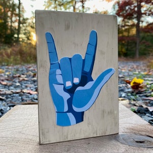 Handmade Wooden ASL Sign Language Decor i Love You | Etsy