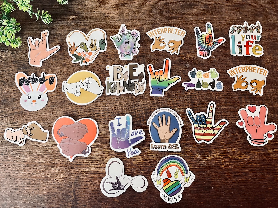 ASL Sign Language Stickers Waterproof Signs - Etsy