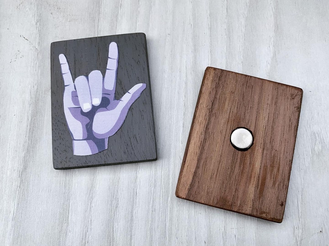 ASL Magnets I Love You Sign Handmade Wooden Magnets - Etsy
