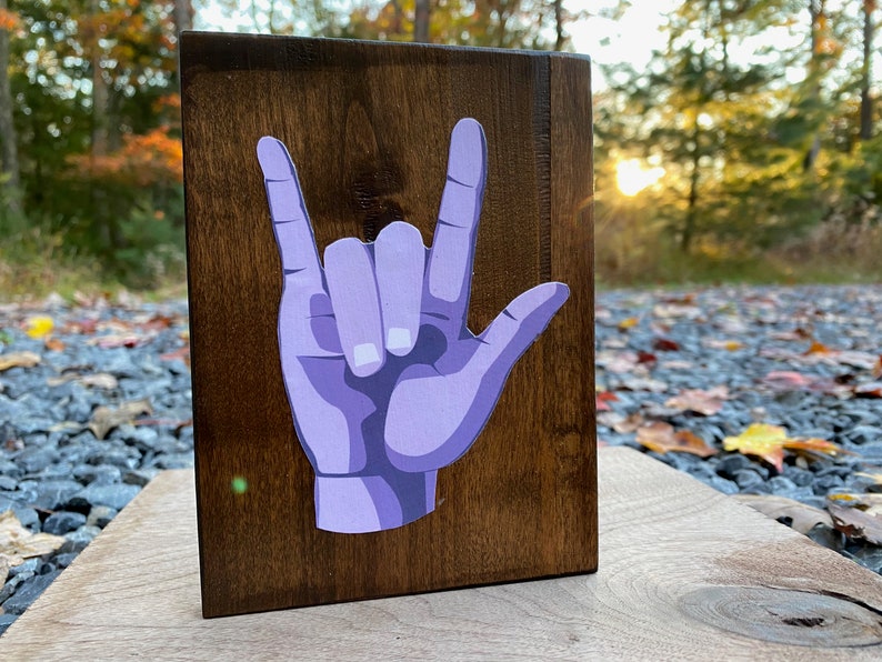 Handmade Wooden ASL Sign Language Decor i Love You | Etsy