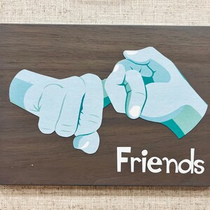 ASL FRIENDS Sign Wooden Handmade Sign Language - Etsy