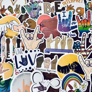 ASL Sign Language Stickers Waterproof Signs - Etsy
