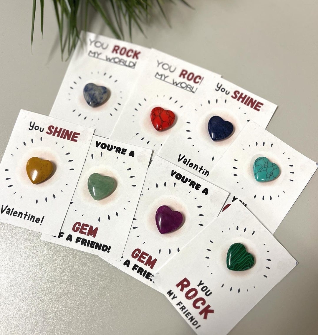 Rock Heart Valentines for Kids With Removeable Stones - Etsy