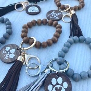 ASL Wooden Bead Wristlets Handmade Keychains Sign Language - Etsy