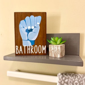Bathroom ASL or Name Sign Language Signs Custom Made Wall Decor - Etsy
