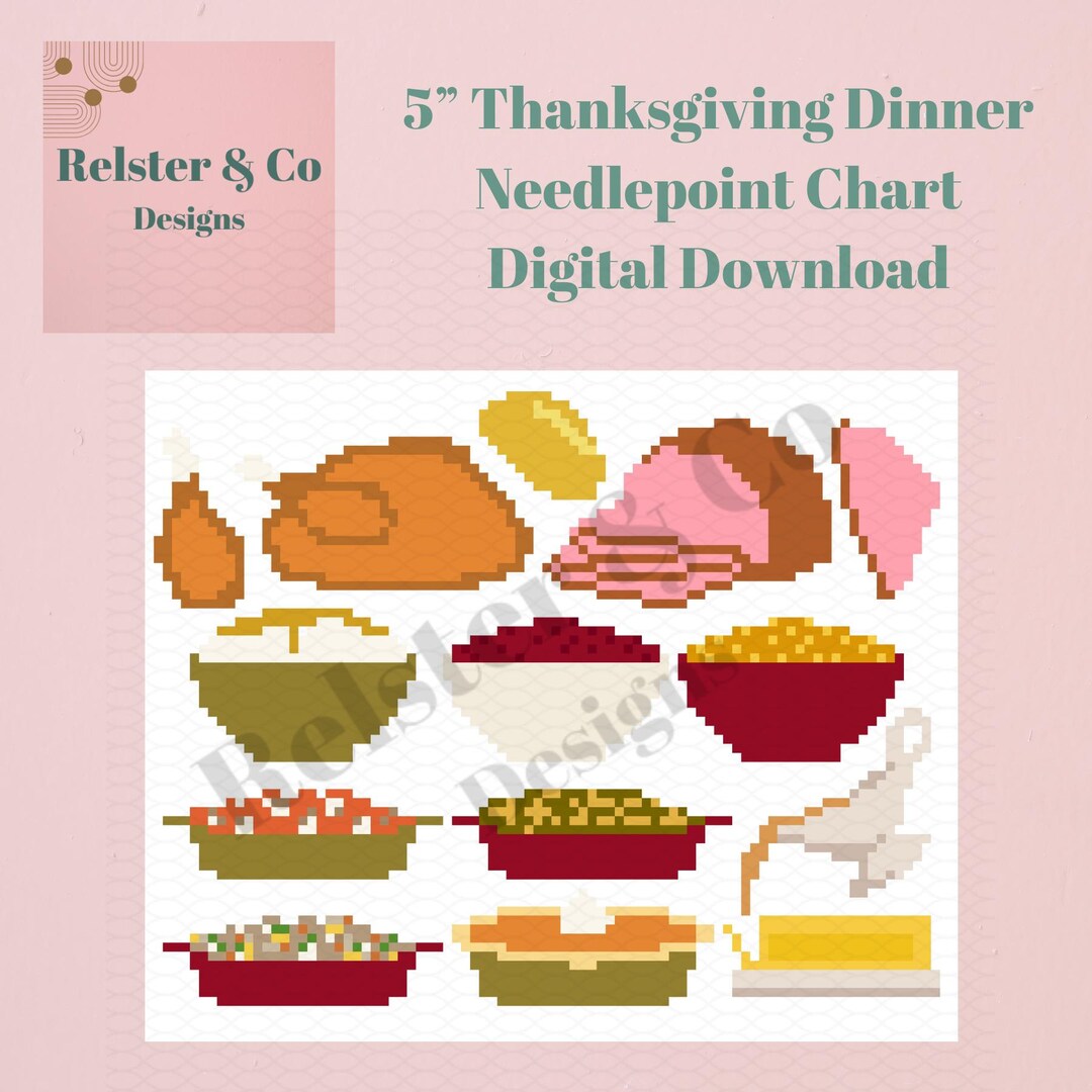 Thanksgiving Dinner Needlepoint Chart - Instant Download PDF - Etsy