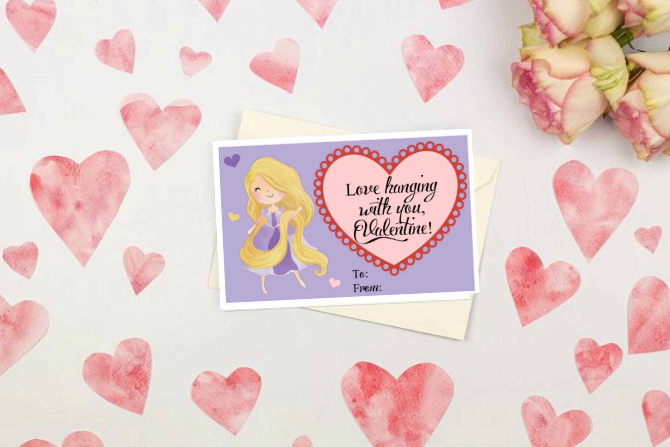 Princess Valentine's Day Cards - Set of 8 + Bonus Princess Prints - Etsy