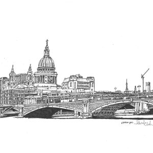 London St. Paul's River Thames Printable Art Ink Fineliner - Etsy