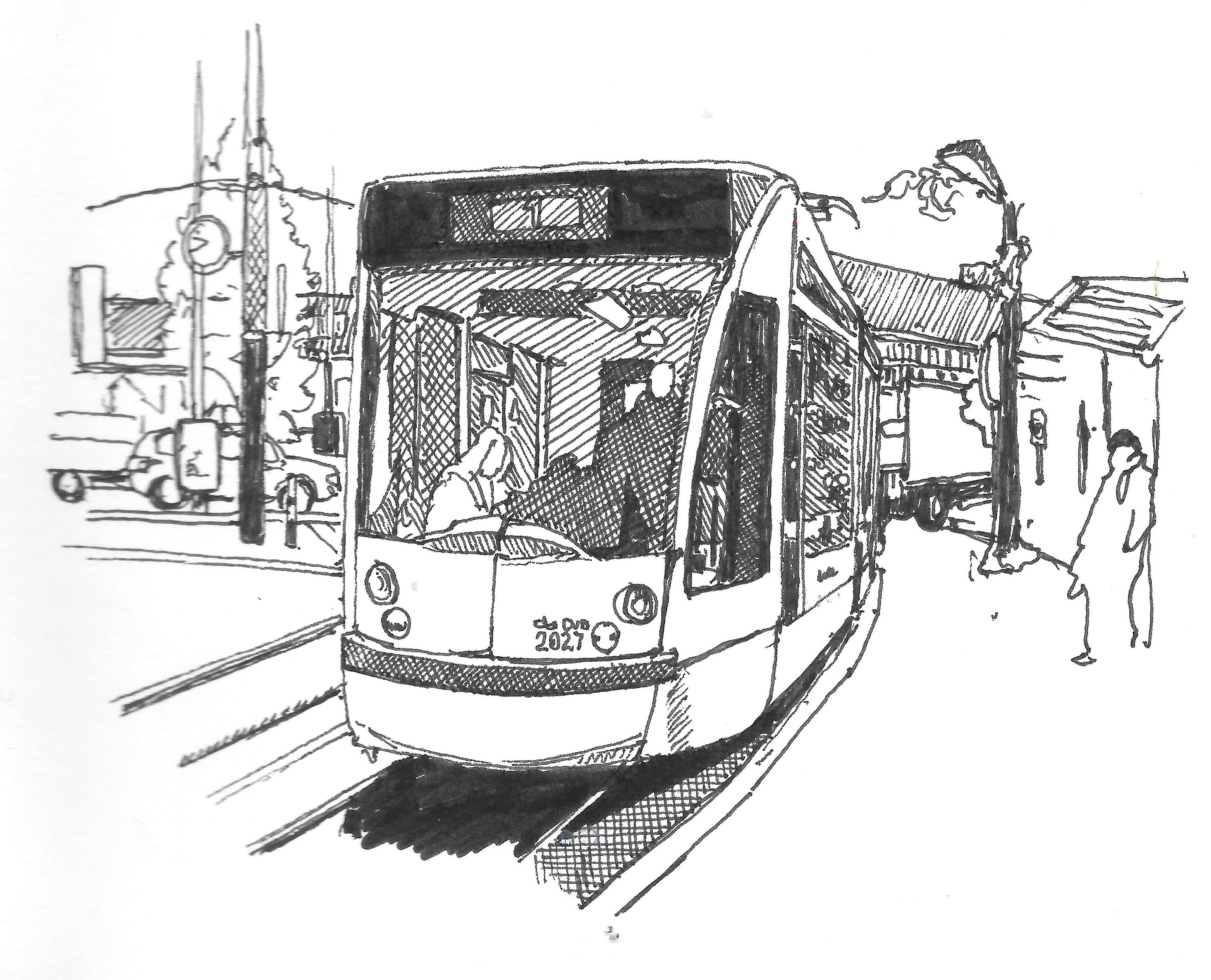 Amsterdam Tram Fineliner Drawing Printable Art - Etsy