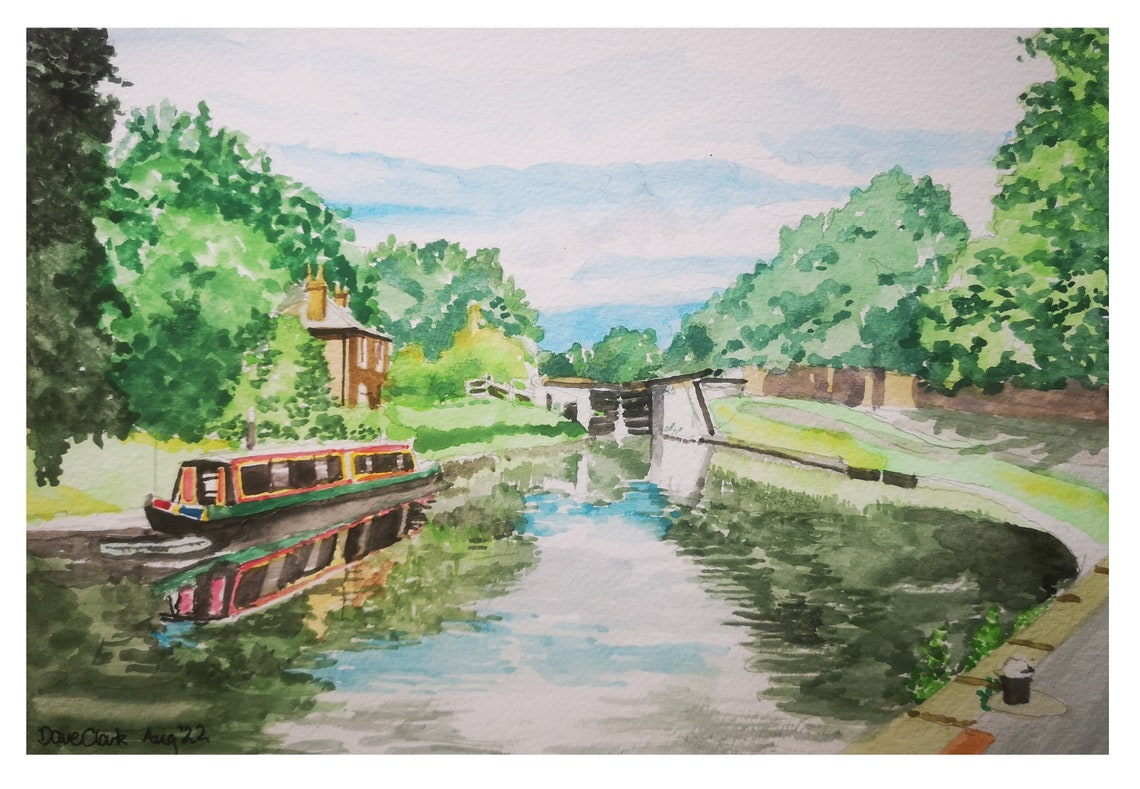 Ealing Hanwell Grand Union Canal Lock Watercolour Print A4 Unframed ...
