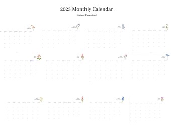 Monthly Blank Calendar Printable Undated Calendar Monthly - Etsy