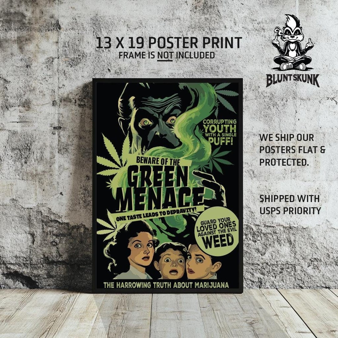 Green Menace Poster Print 13x19 Art Vintage Cannabis Warning Design - Etsy