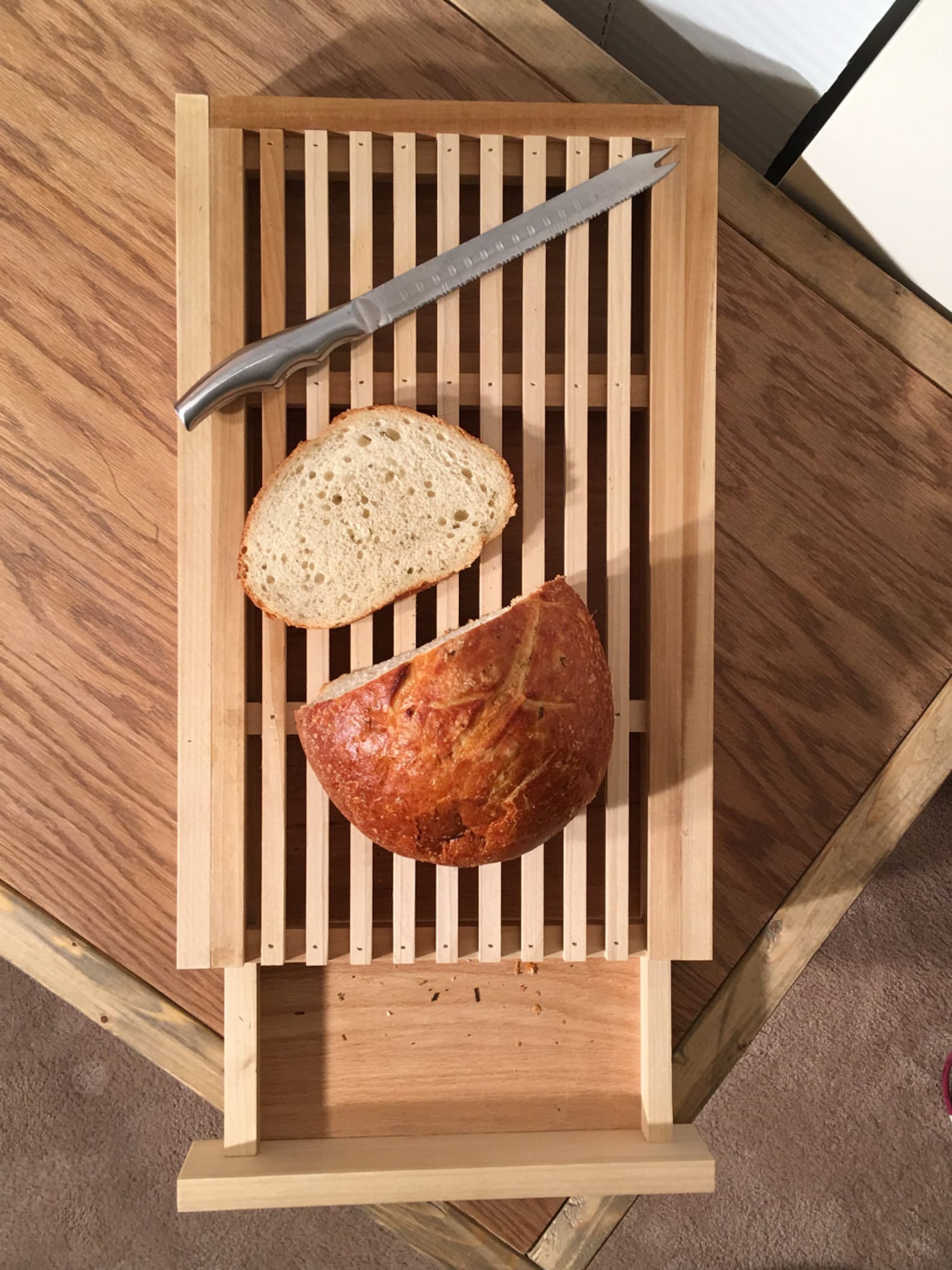 Bread Cutting Board With Crumb Catcher & Optional Breadknife | Etsy