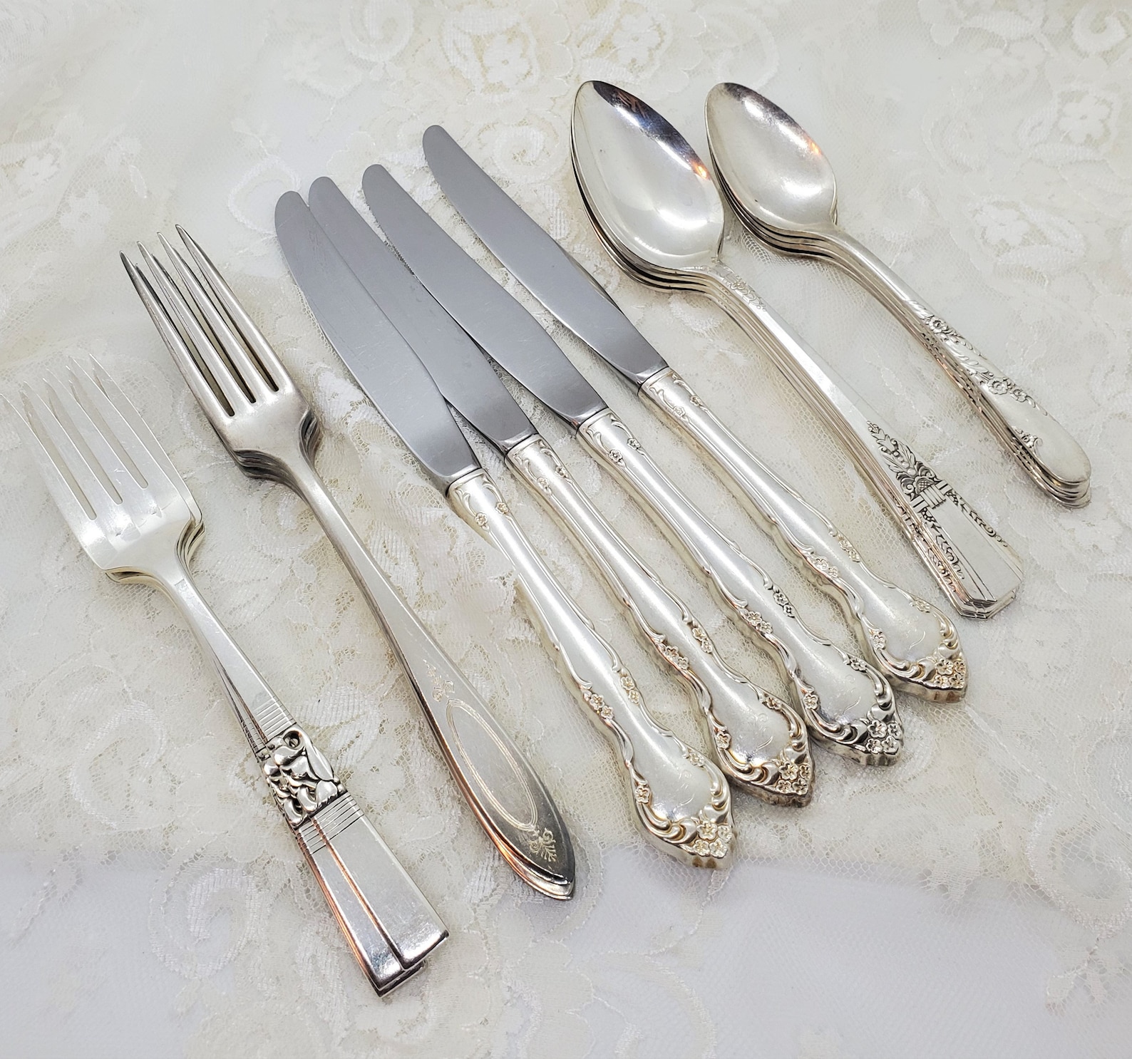 Wedding Silverware Farmhouse Chic Vintage Silverware Set Service for 4 ...
