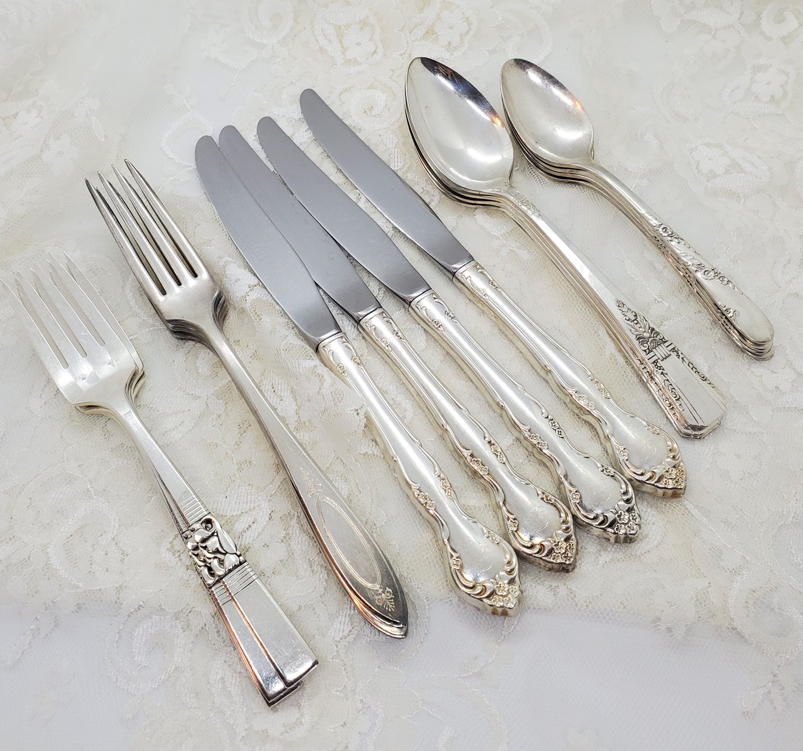 Wedding Silverware Farmhouse Chic Vintage Silverware Set Service for 4 ...