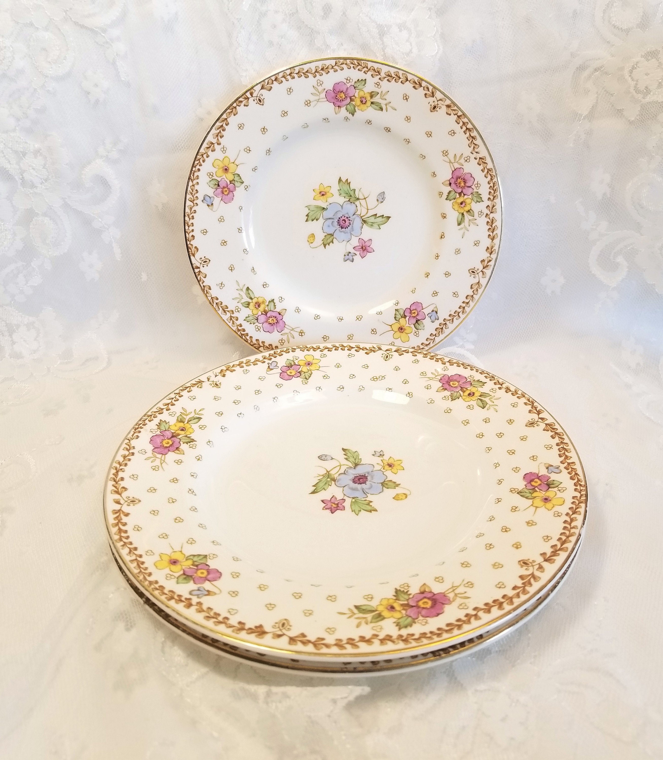 Vintage Plate Set Vintage Side Plate Theme Plate Staffordshire England ...