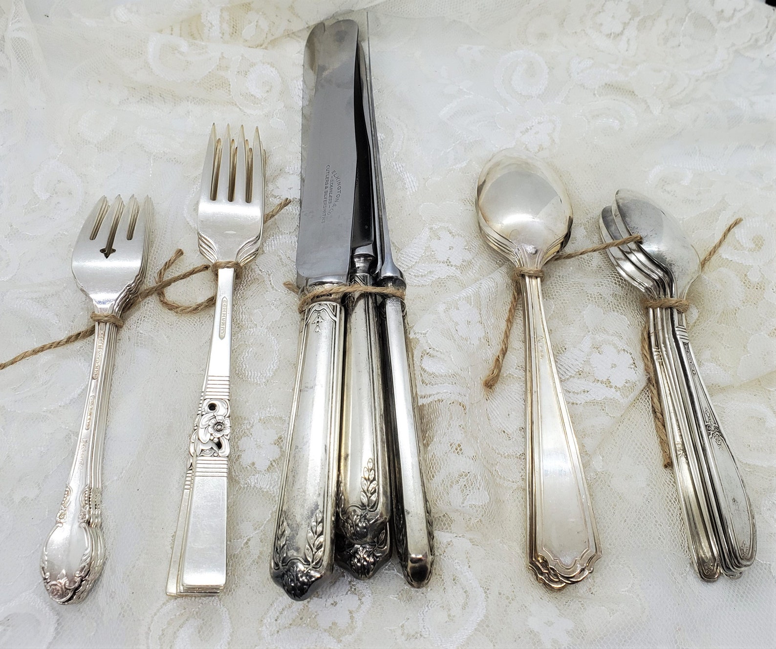 Vintage Flatware Silverware Set Mismatched Silver Plate Farmhouse Chic ...