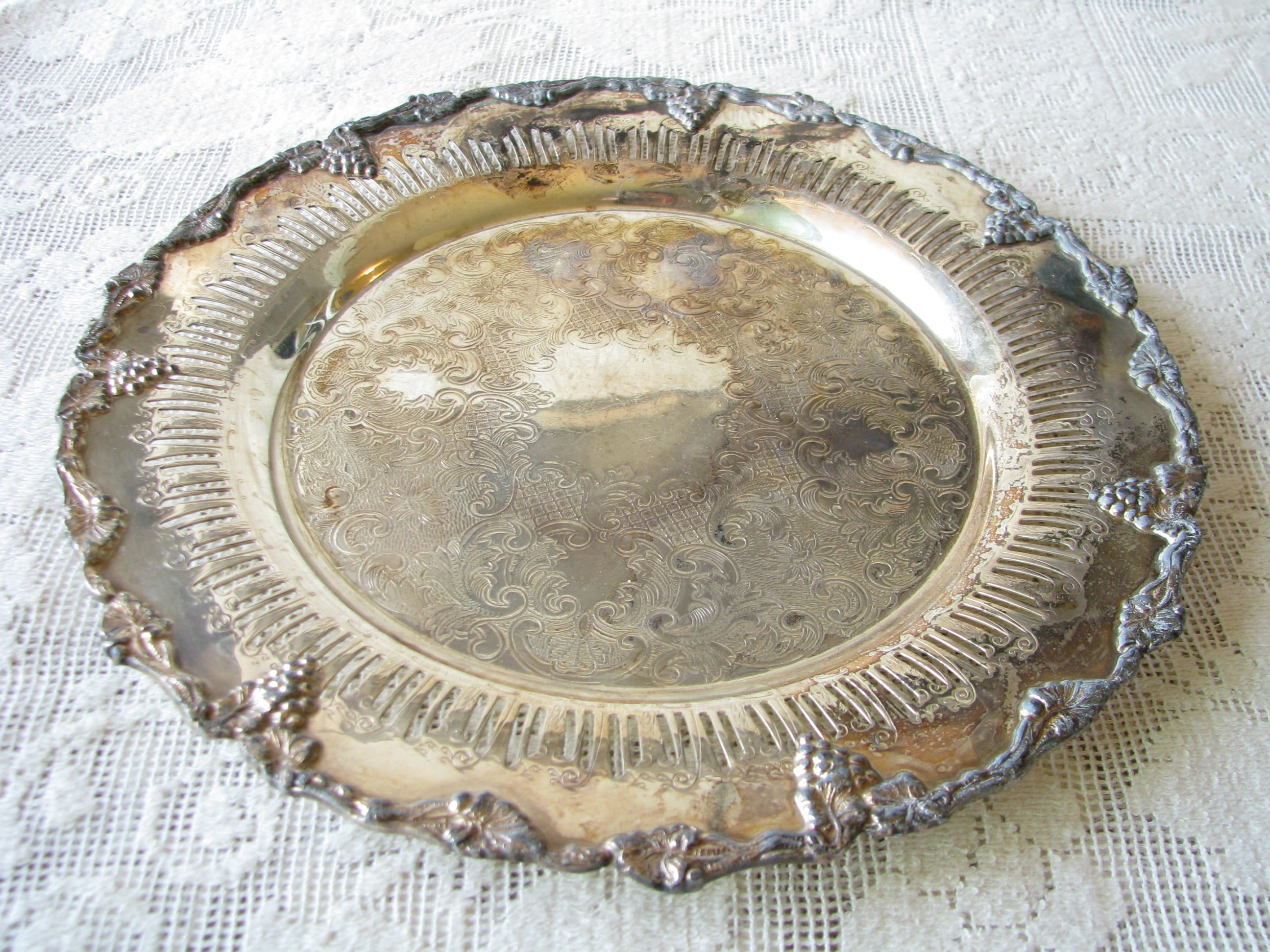 Silver Plated Tray Candy Tray Cake Plate Grape and Leaf - Etsy