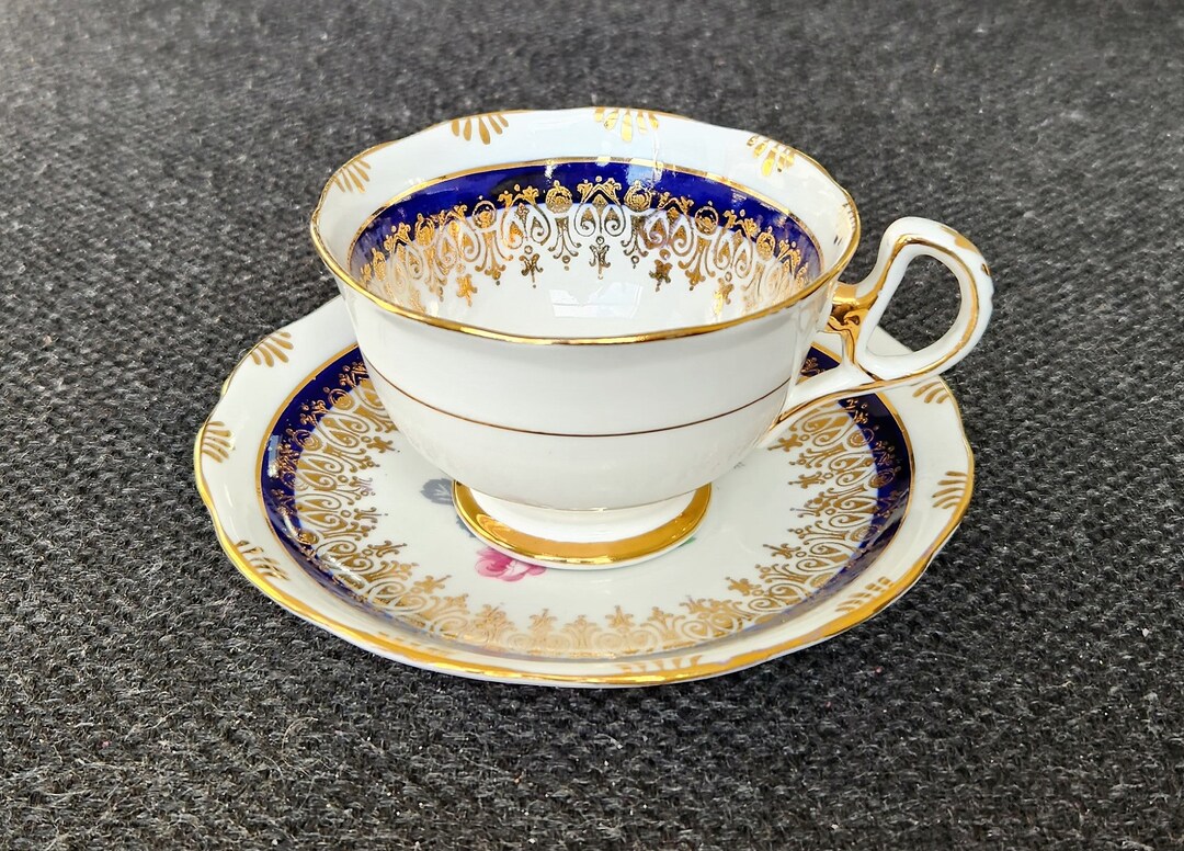 Phoenix Cup Vintage Tea Set Neave Blue Gold Cup Vintage Cup Saucer ...