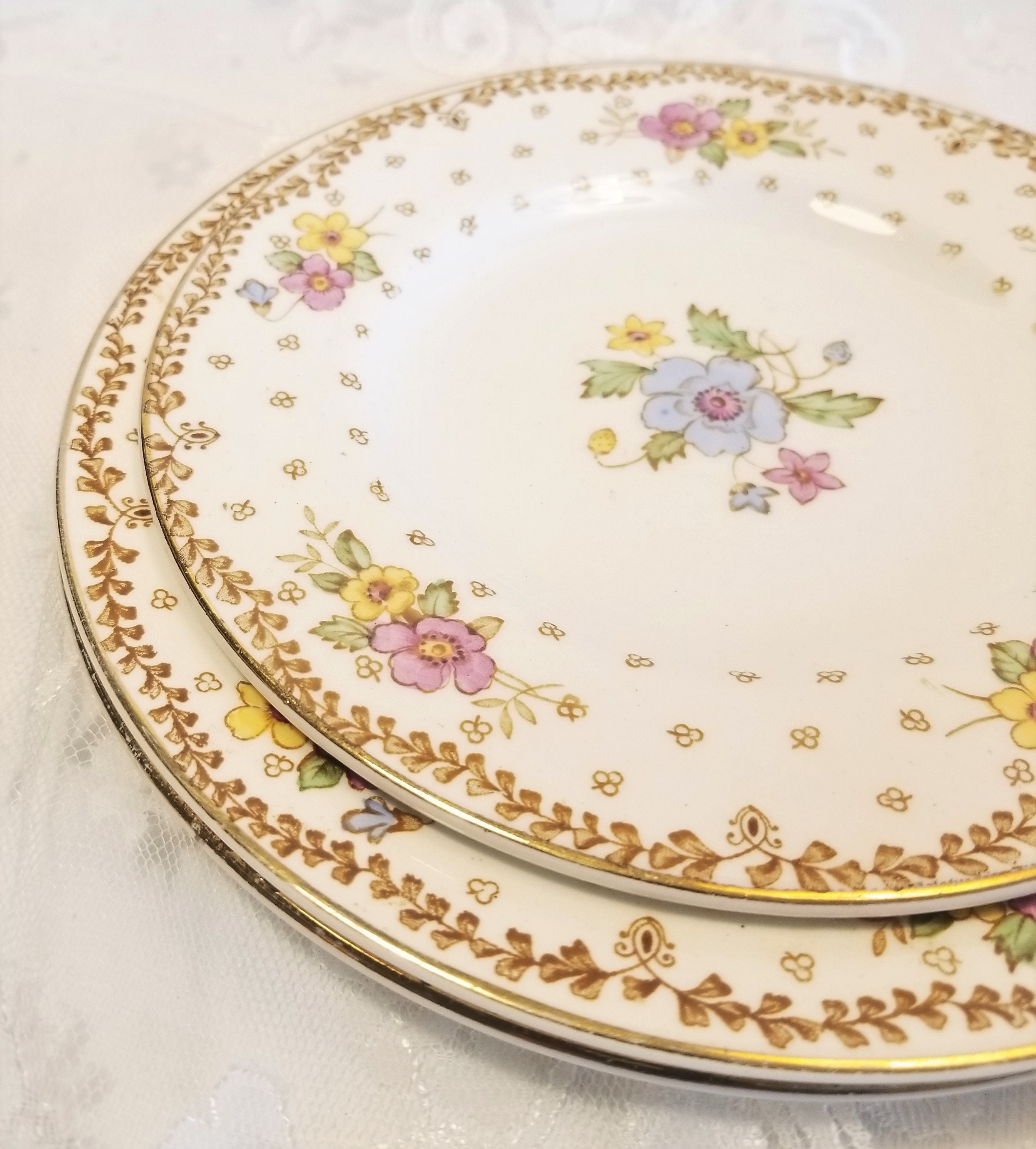Vintage Plate Set Vintage Side Plate Theme Plate Staffordshire England ...