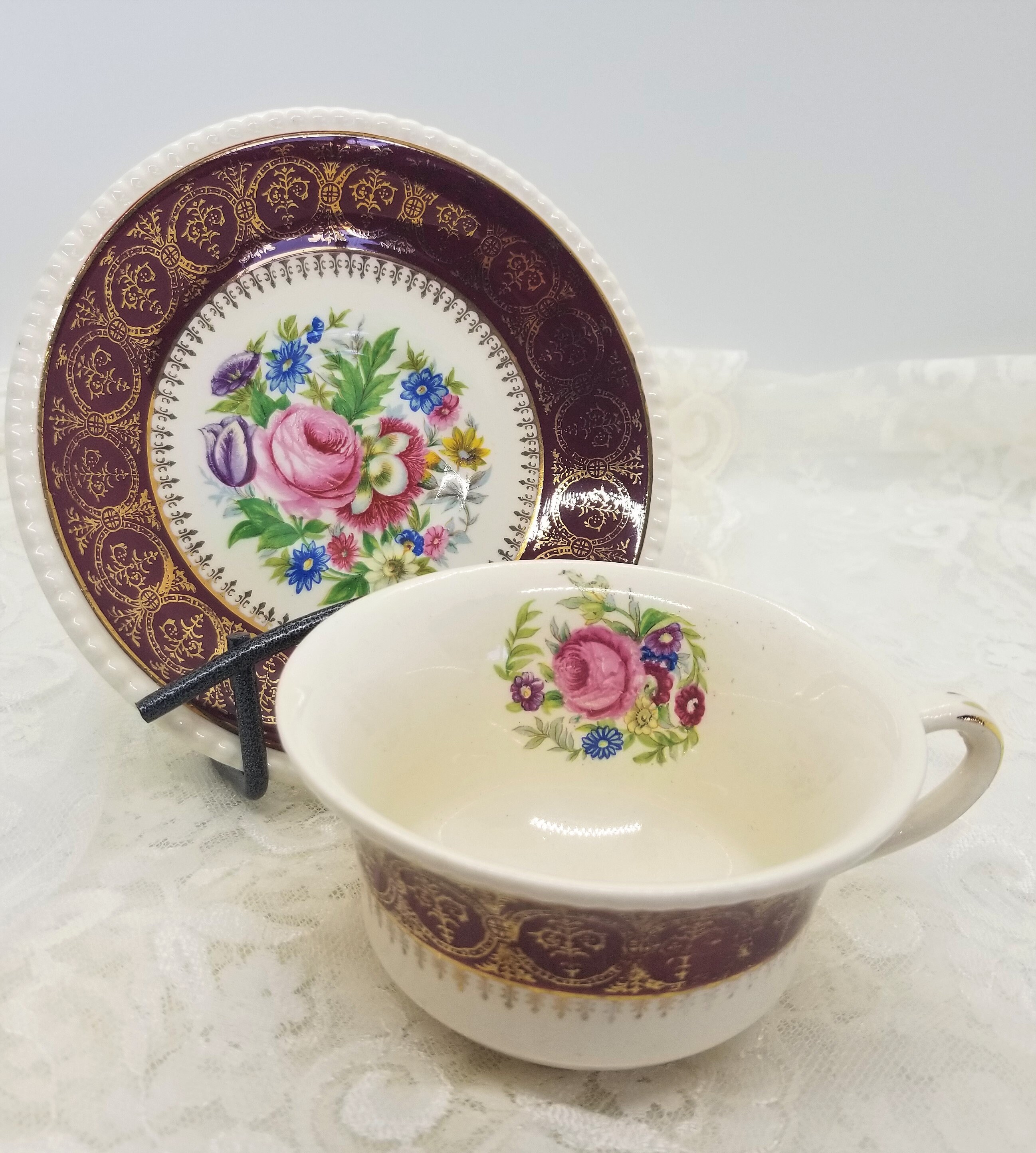 Vintage Solian Ware Simpson Pottery Cup and Saucer Burgundy - Etsy