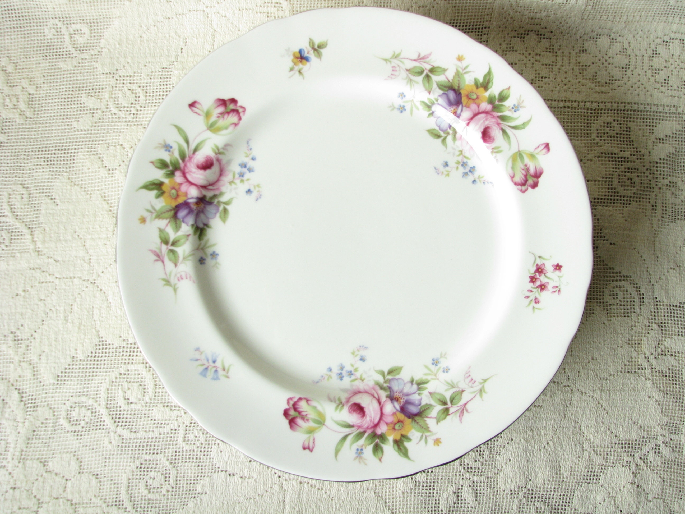 Vintage China Plate with Roses Kitchen & Dining Plates Dining & Serving ...