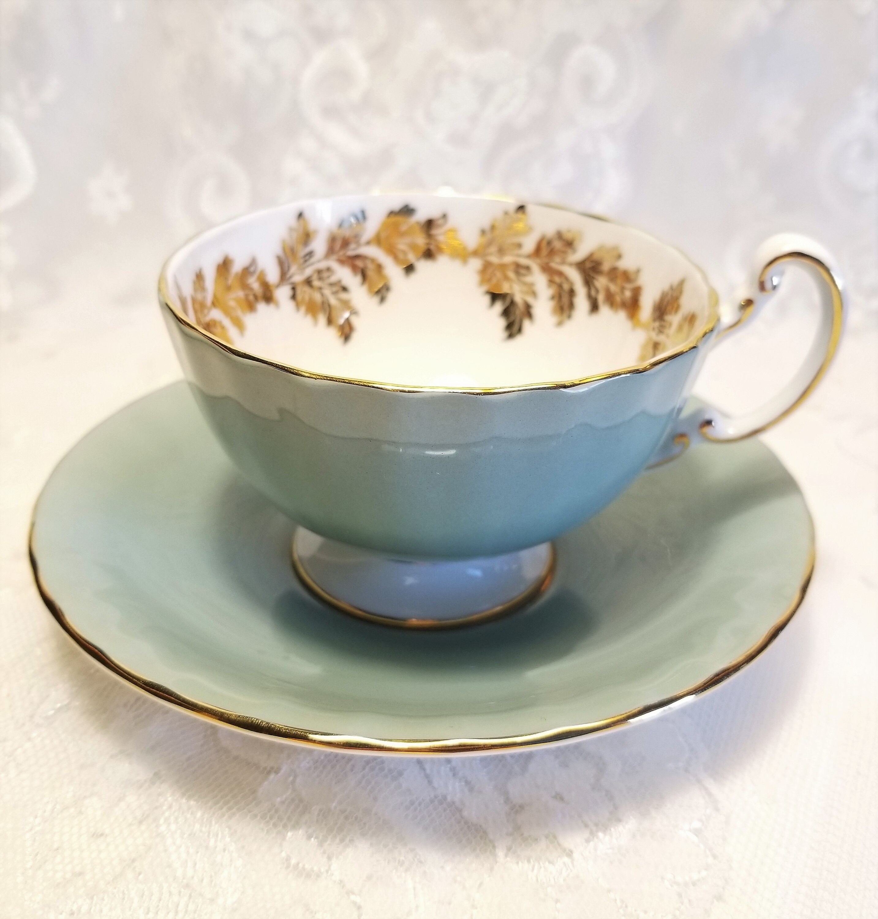 Vintage Aynsley Cup Turquoise Tea Set With Gold Accents English Bone ...