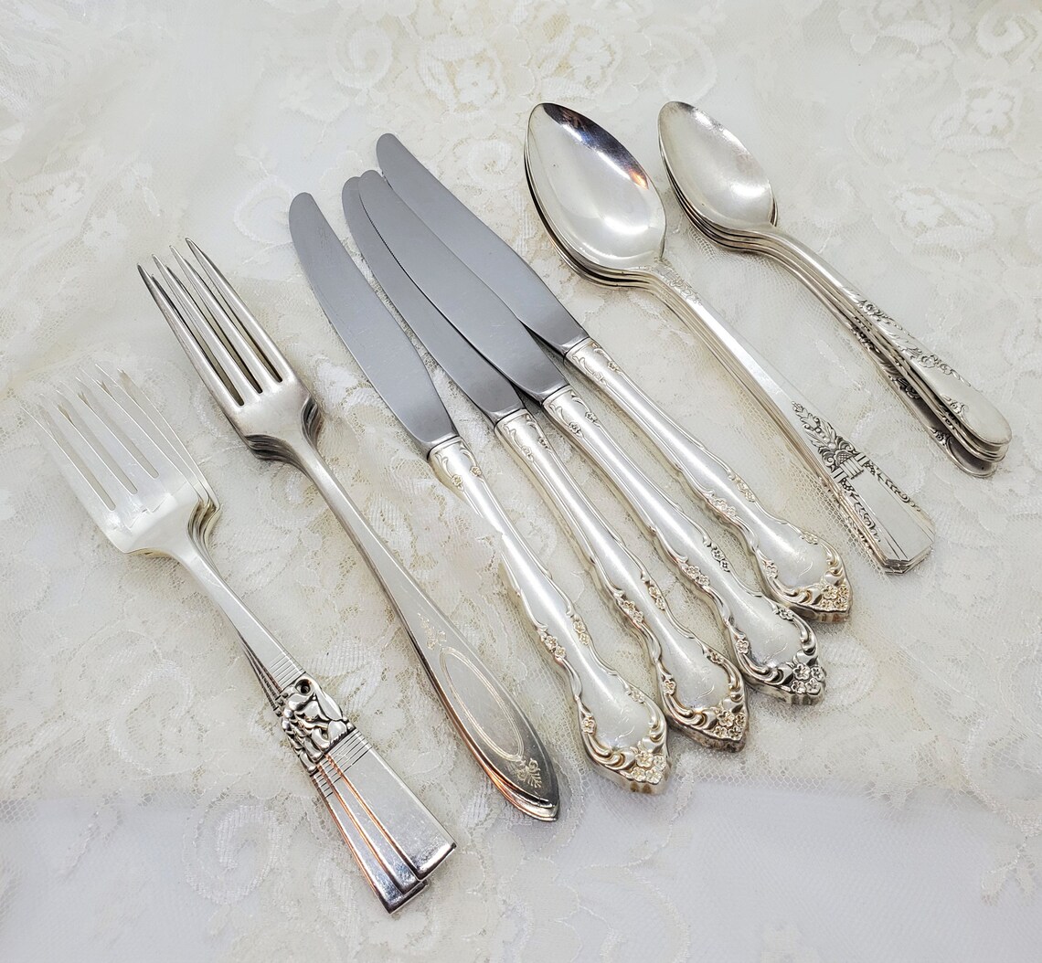Wedding Silverware Farmhouse Chic Vintage Silverware Set Service for 4 ...