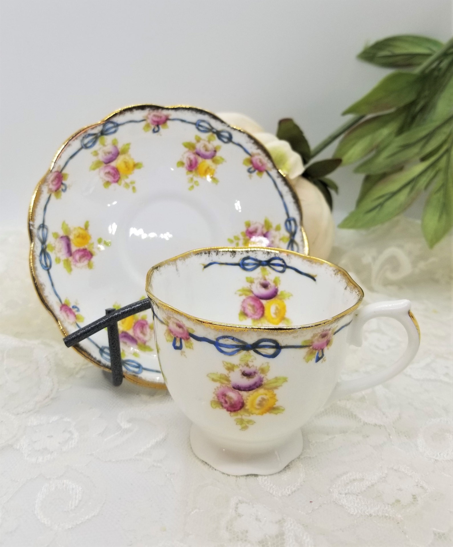 Rare Royal Albert Cup Blue Ribbon Cup Birthday Gift for Newborn Vintage ...