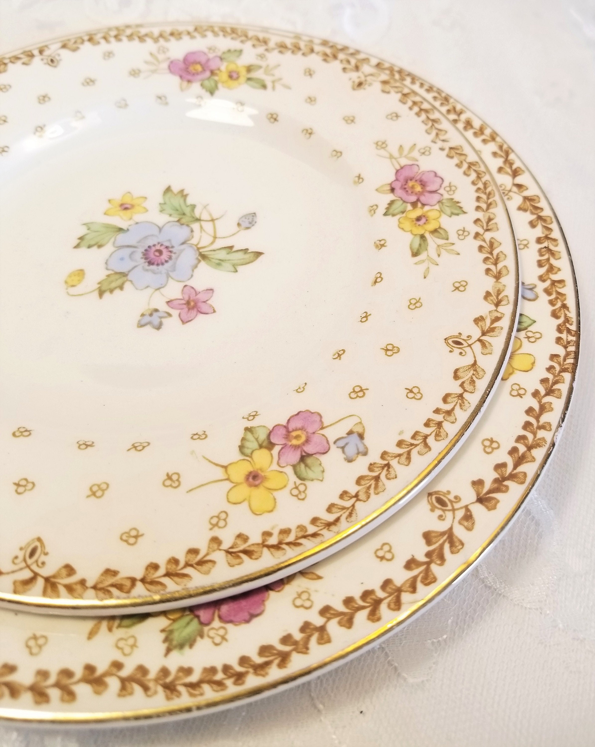 Vintage Plate Set Vintage Side Plate Theme Plate Staffordshire England ...
