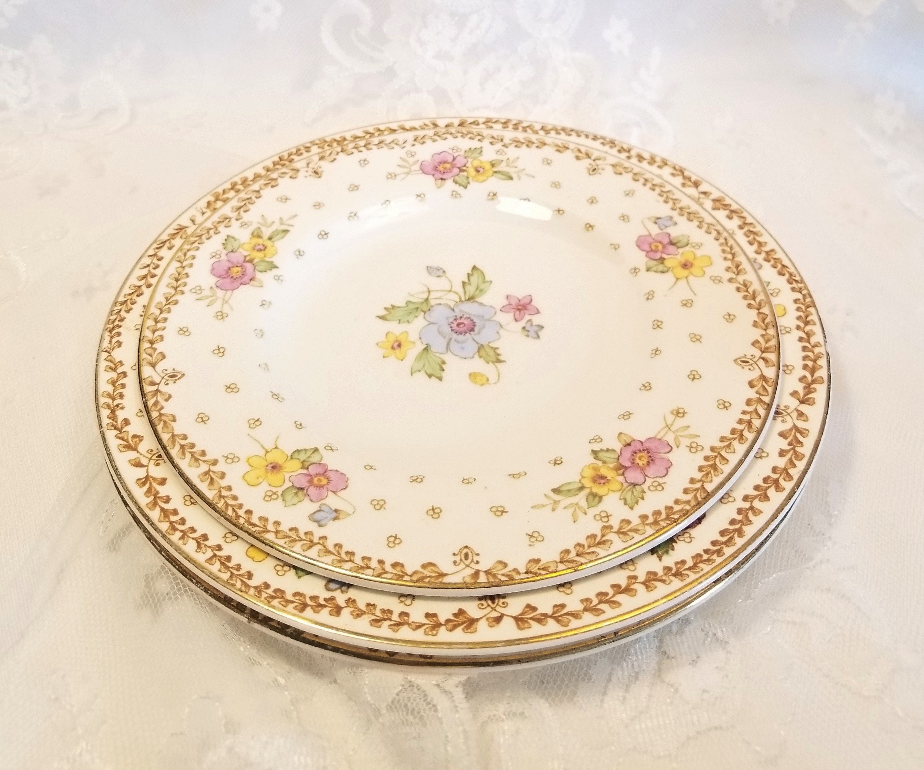 Vintage Plate Set Vintage Side Plate Theme Plate Staffordshire England ...