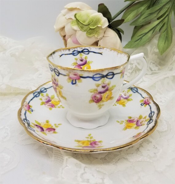 Rare Royal Albert Cup Blue Ribbon Cup Birthday Gift for | Etsy
