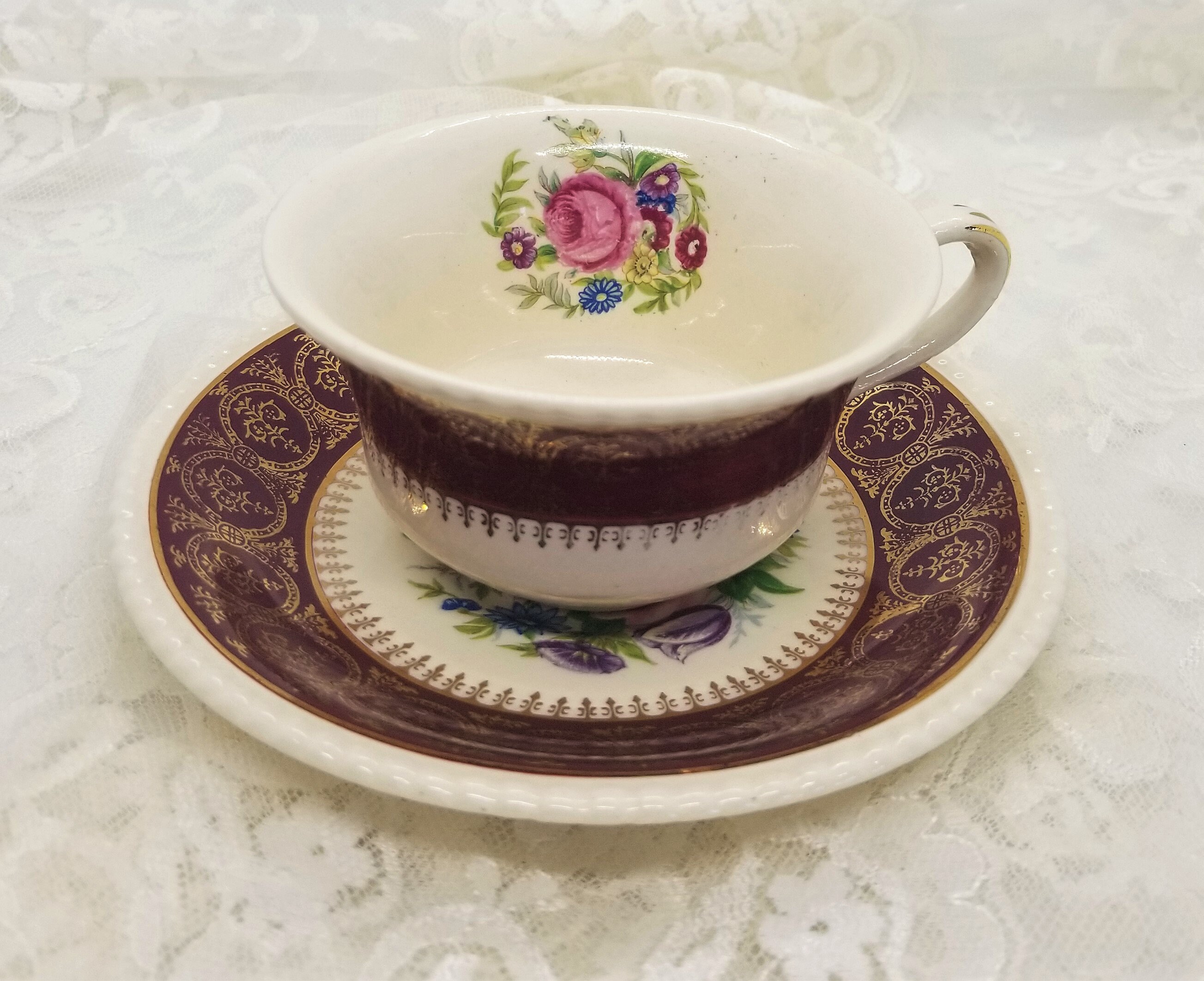Vintage Solian Ware Simpson Pottery Cup and Saucer Burgundy - Etsy
