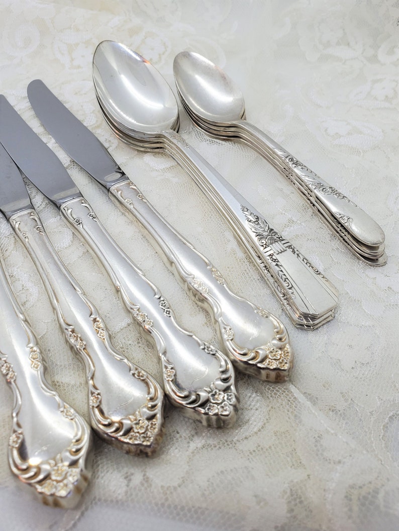 Wedding Silverware Farmhouse Chic Vintage Silverware Set Service For 4