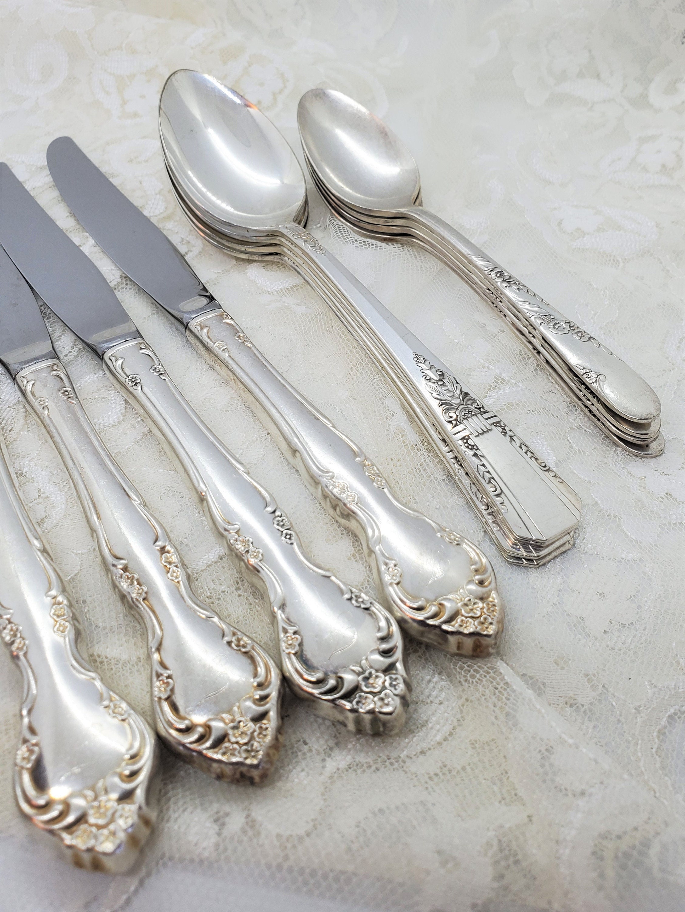Wedding Silverware Farmhouse Chic Vintage Silverware Set Service for 4 ...