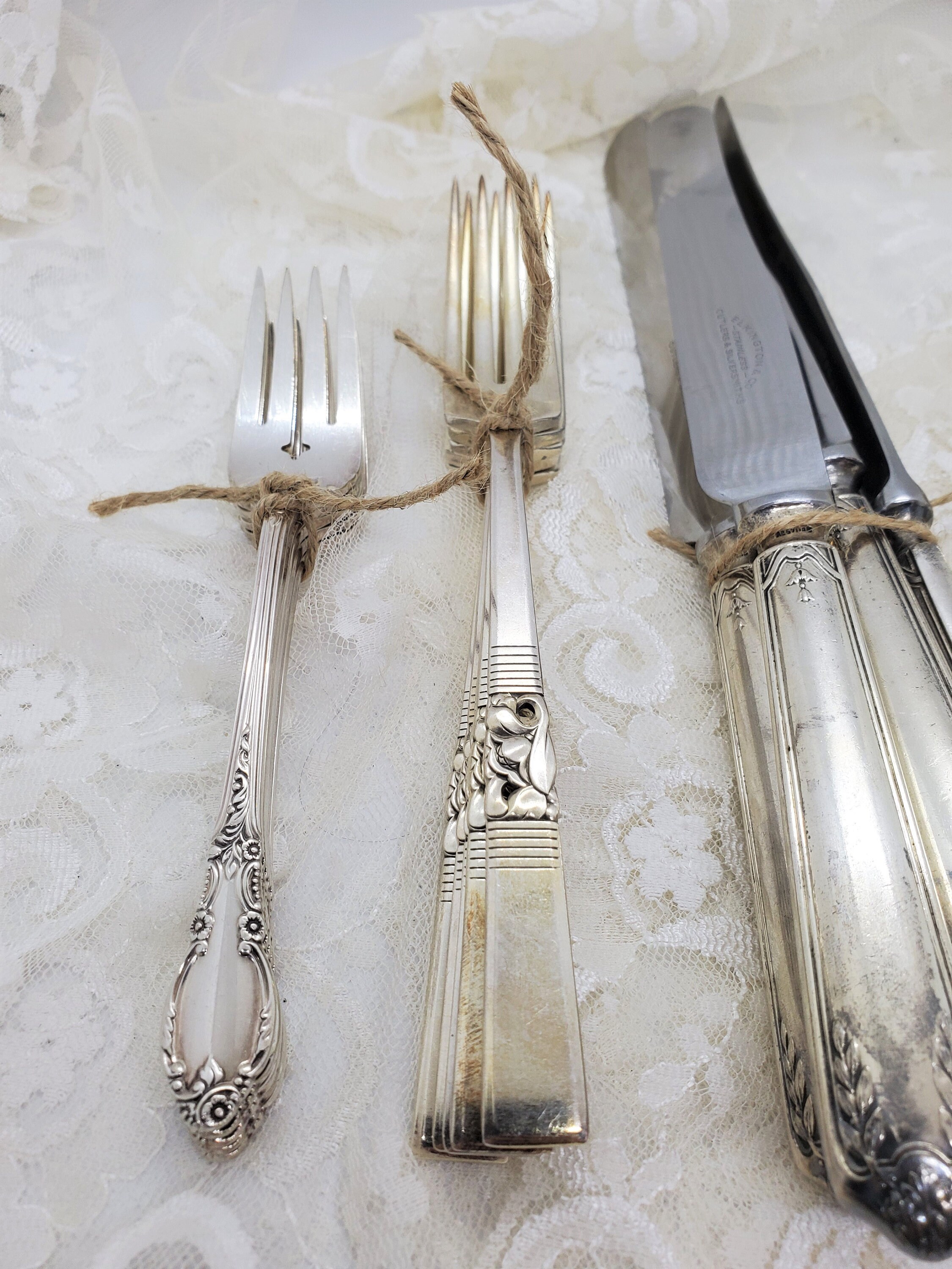 Vintage Flatware Silverware Set Mismatched Silver Plate Farmhouse Chic ...
