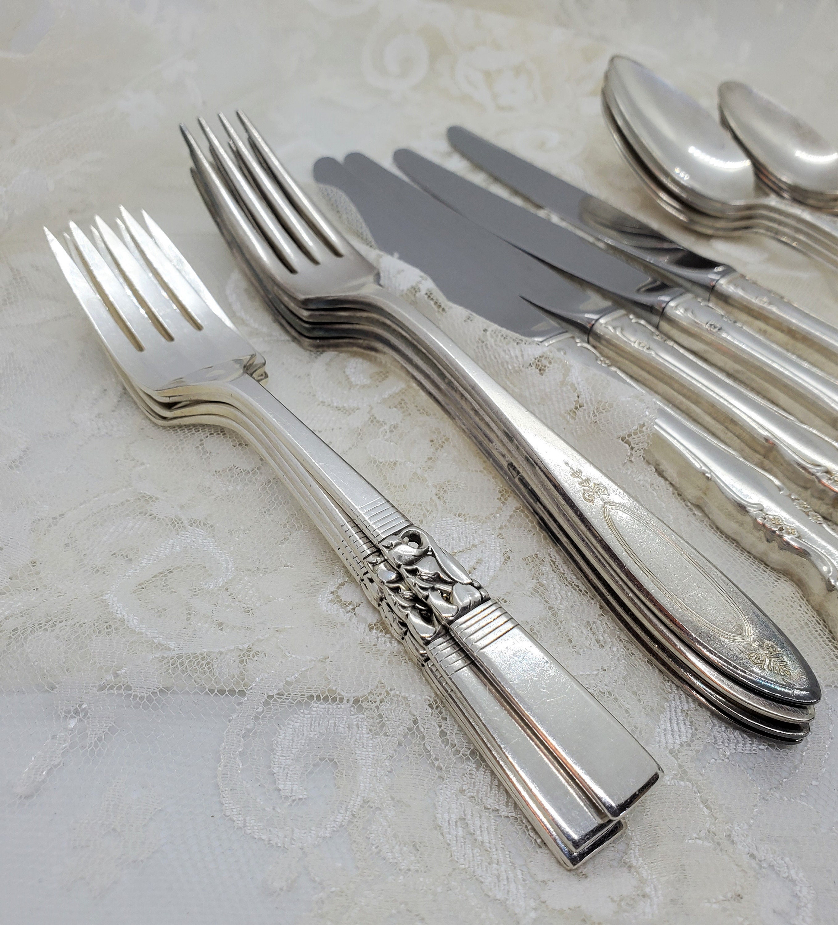 Wedding Silverware Farmhouse Chic Vintage Silverware Set Service for 4 ...