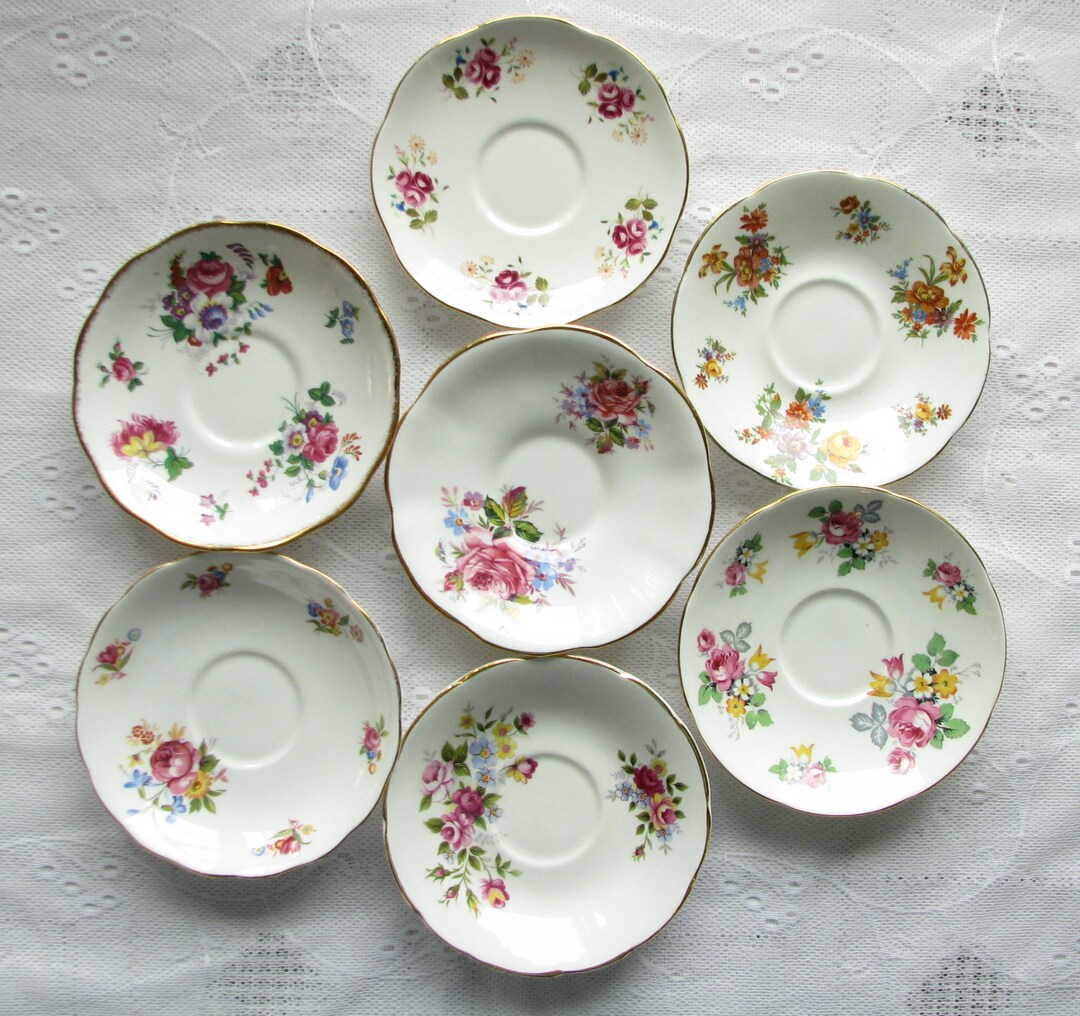 Flower Saucers Vintage Saucers Set Shabby Wall Decor Saucers Collage ...