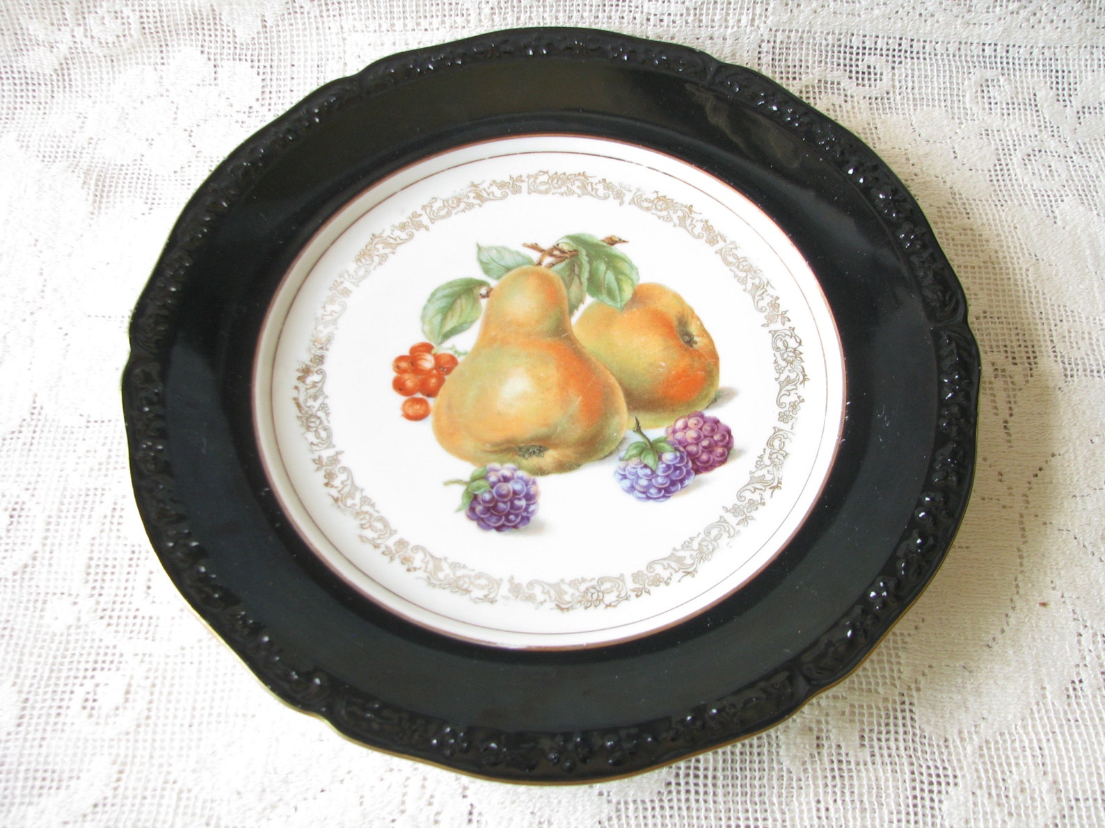 Vintage Plate Bavaria Plate Germany Porcelain Winterling Bavaria Black ...