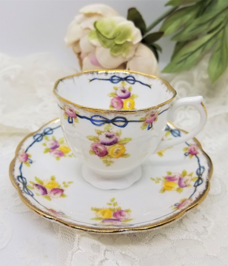 Rare Royal Albert Cup Blue Ribbon Cup Birthday Gift for Newborn Vintage ...